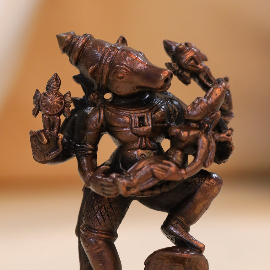 Copper Standing Varaha Lakshmi Idol (3.5 Inch) – Vedansh Craft