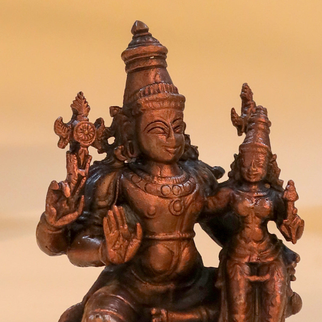 Copper Vishnu Lakshmi Idol (4 Inch) – Vedansh Craft