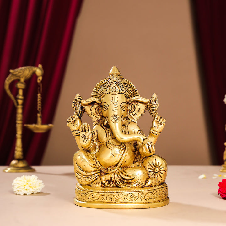Brass Lord Ganesha Idol (7 Inch) – Vedansh Craft