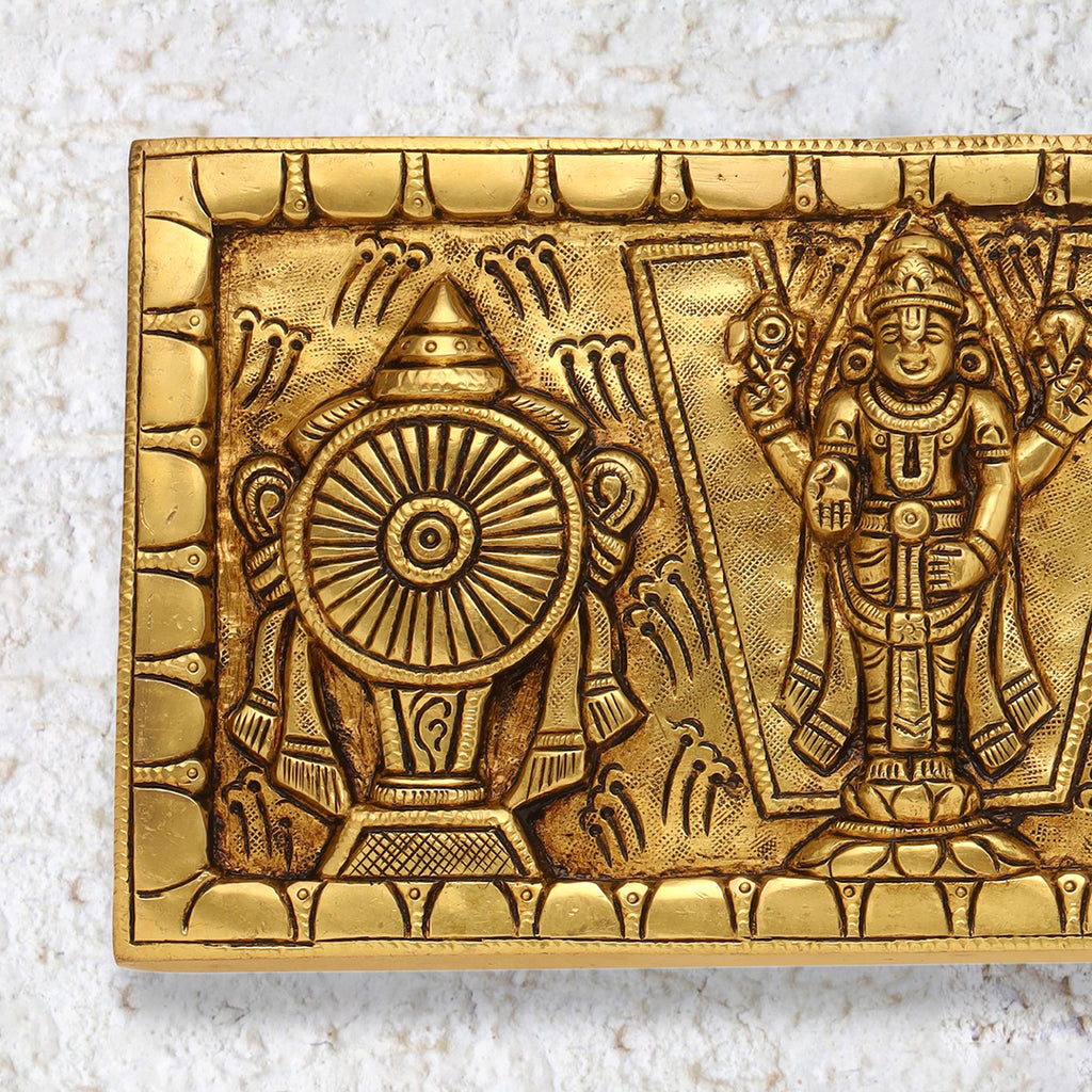 Brass Balaji Shankh Chakra Namah Wall Hanging (5 Inch) – Vedansh Craft