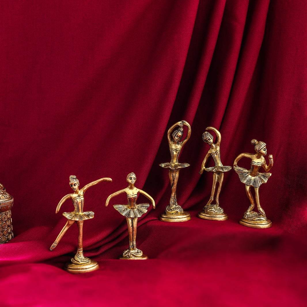 Brass Dancing Ballerinas Set of Five (4.2 Inch) – Vedansh Craft