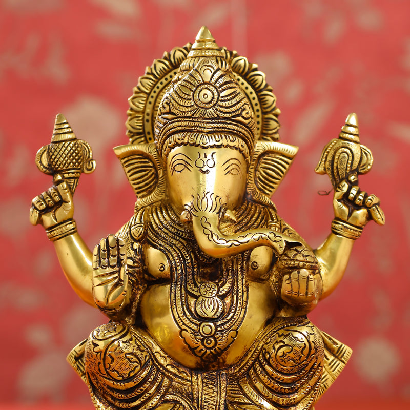 Brass Lord Ganesha Idol 95 Inch Vedansh Craft