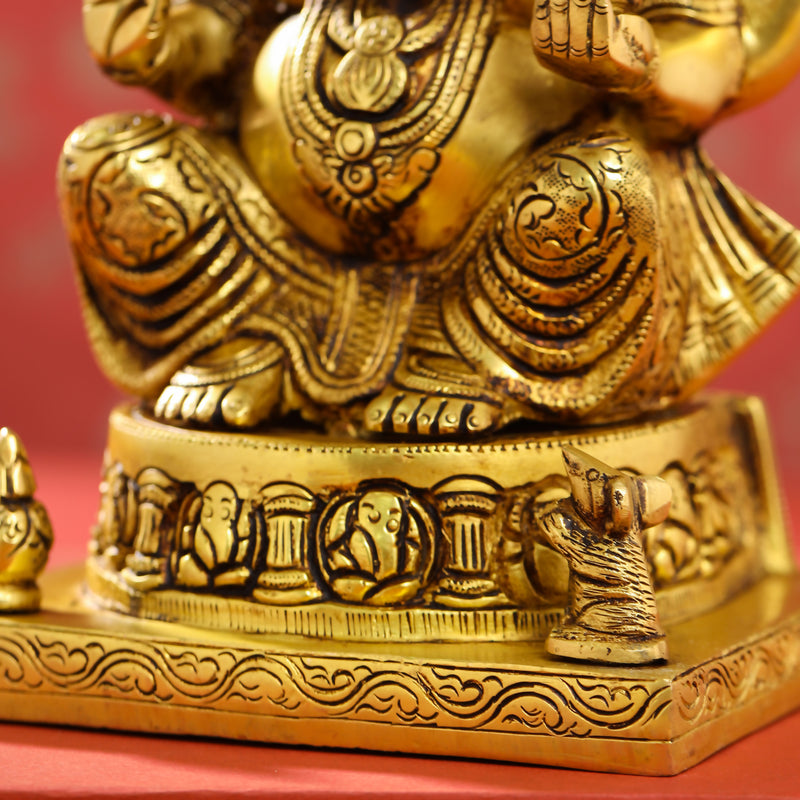 Brass Lord Ganesha Idol 95 Inch Vedansh Craft