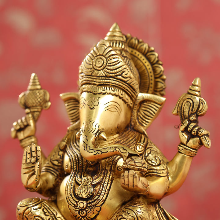 Brass Lord Ganesha Idol 95 Inch Vedansh Craft