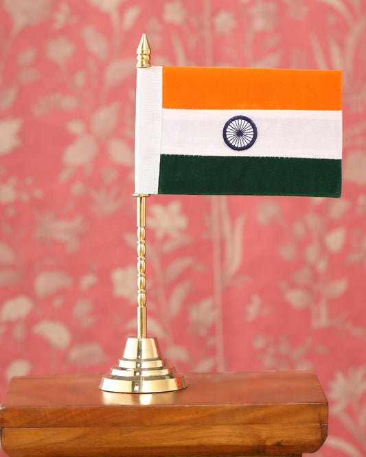 Brass National Single Flag Stand (13.5 Inch) – Vedansh Craft