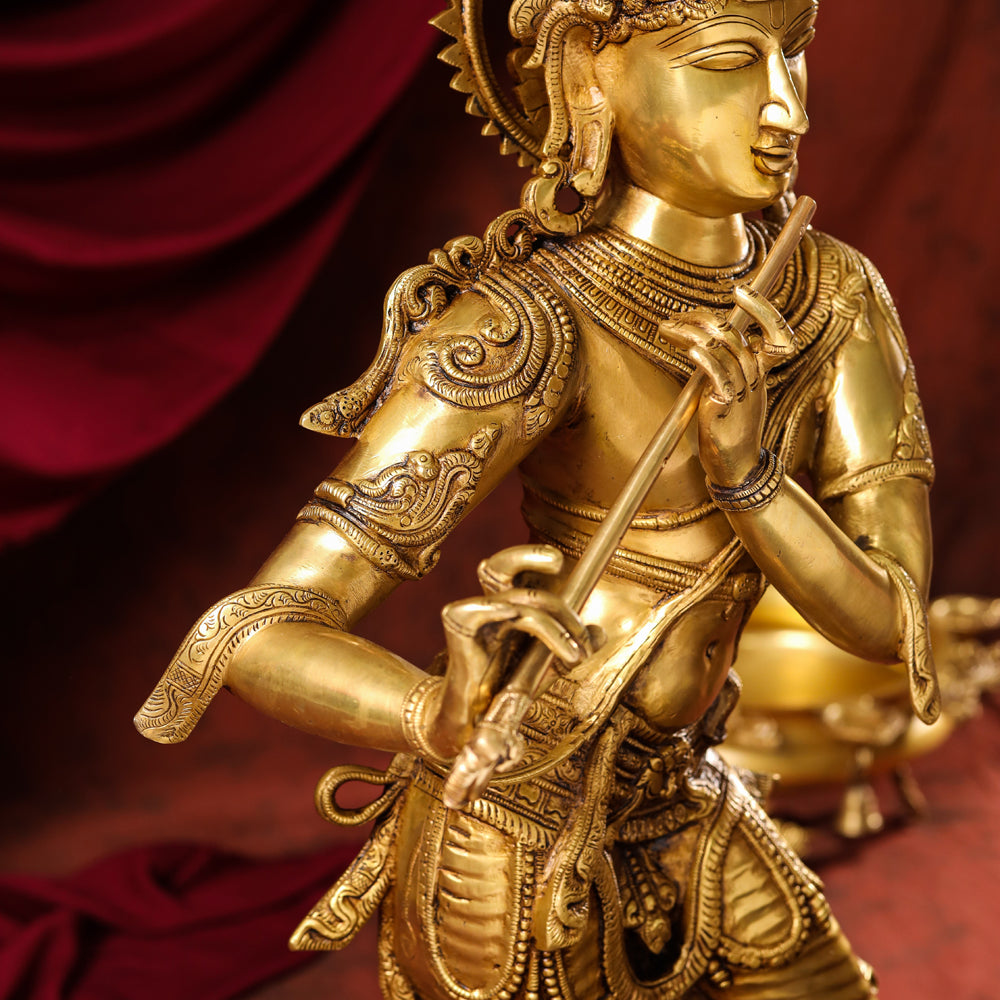 Brass Superfine Krishna Statue (35 Inch) – Vedansh Craft