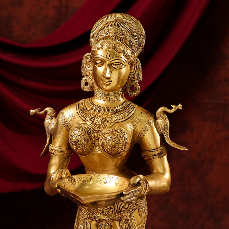 Brass Deep Lakshmi Statue (30 Inch) – Vedansh Craft