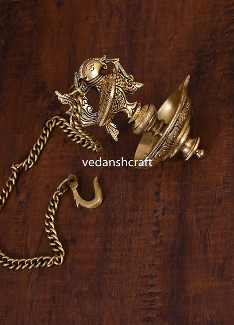 Shop Traditional Brass Hanging Diya for Pooja Room - Vedansh Craft