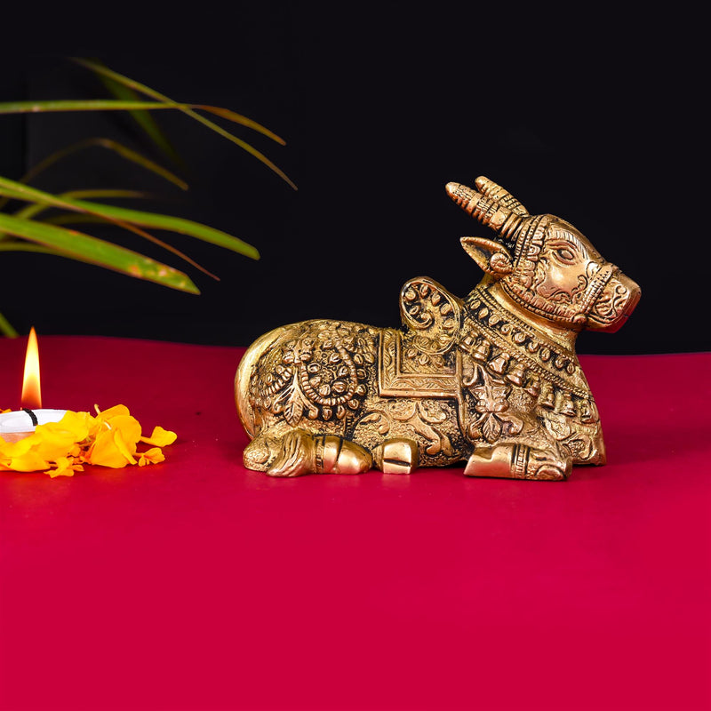 Brass Sitting Shiva Nandi Idol – Vedansh Craft