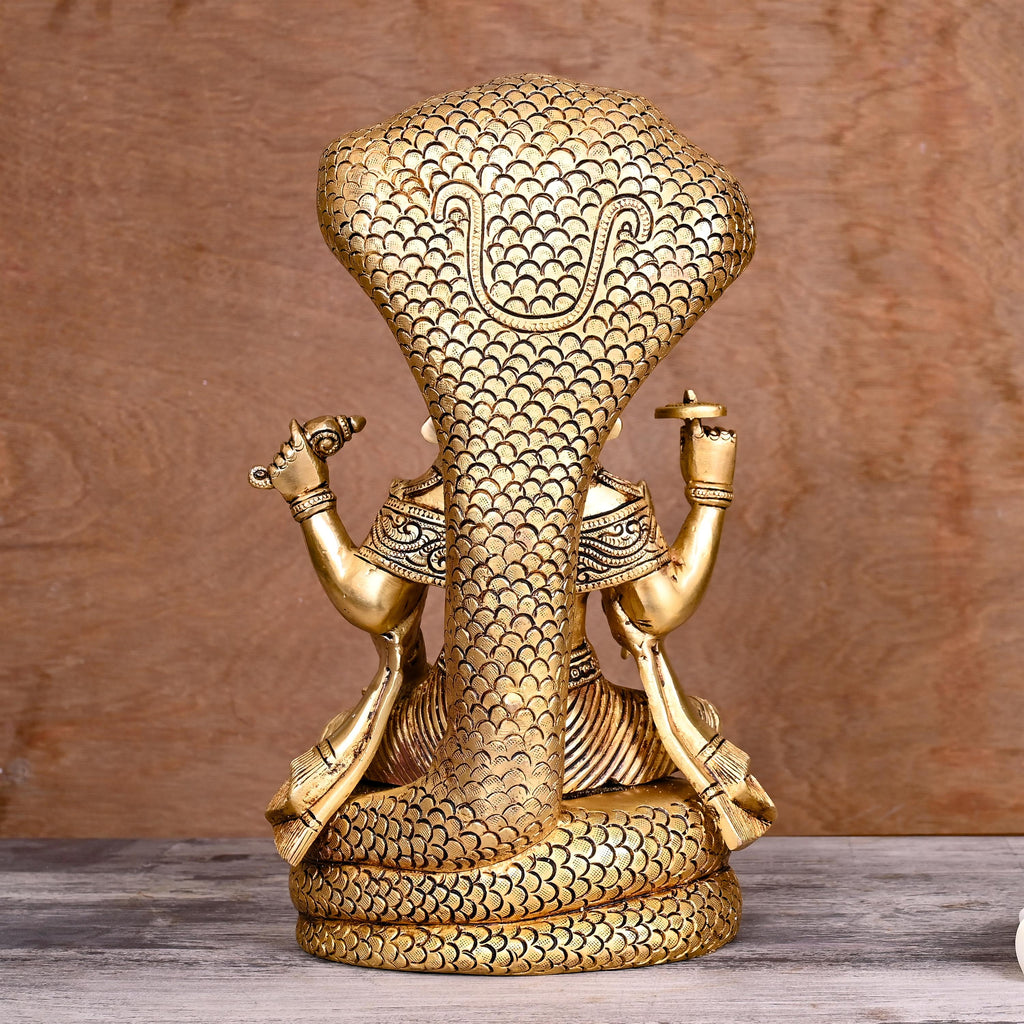 Brass Sitting Lord Vishnu Statue (13 Inch) – Vedansh Craft