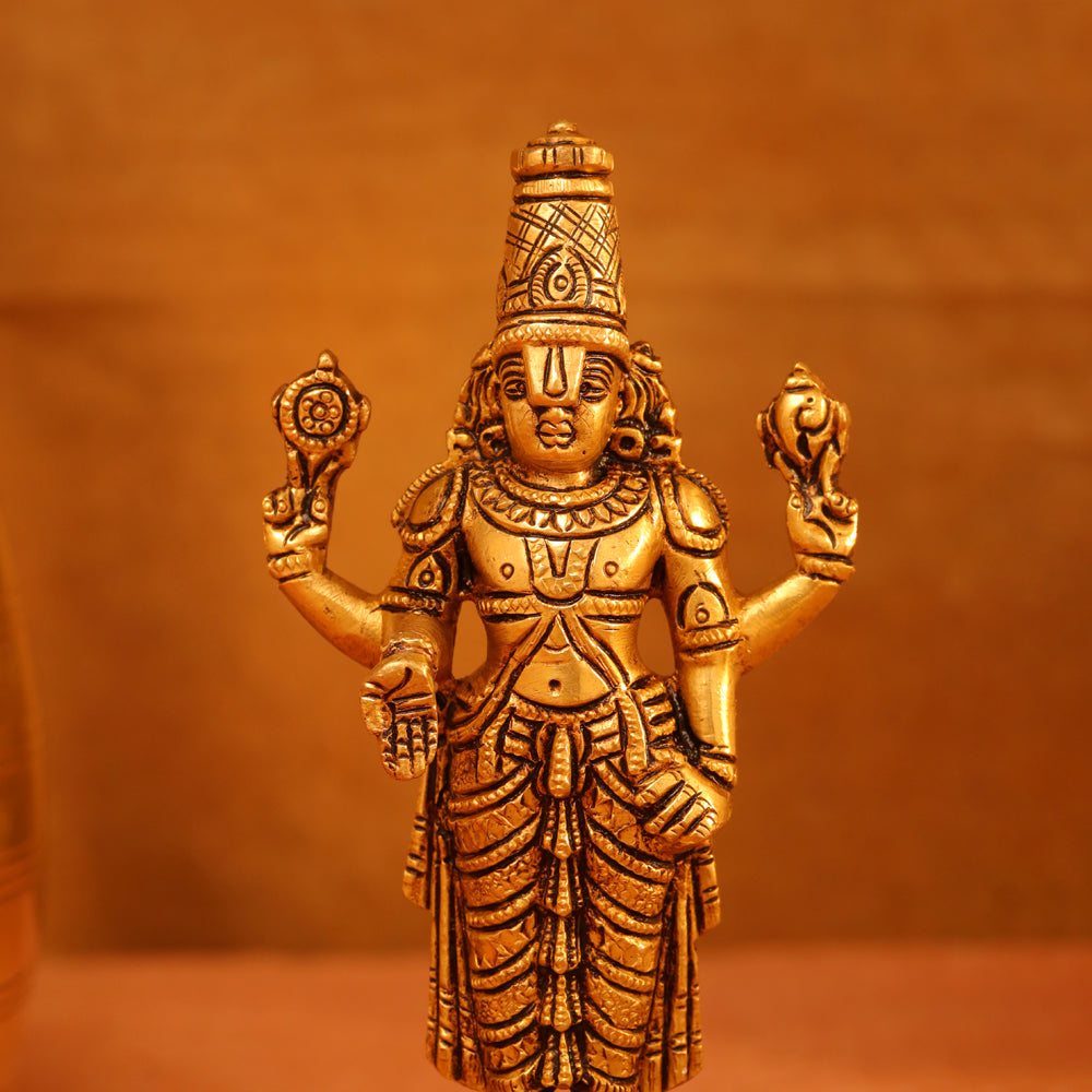 Brass Superfine Tirupati Balaji/Venkateshwar Idol (6 Inch) – Vedansh Craft