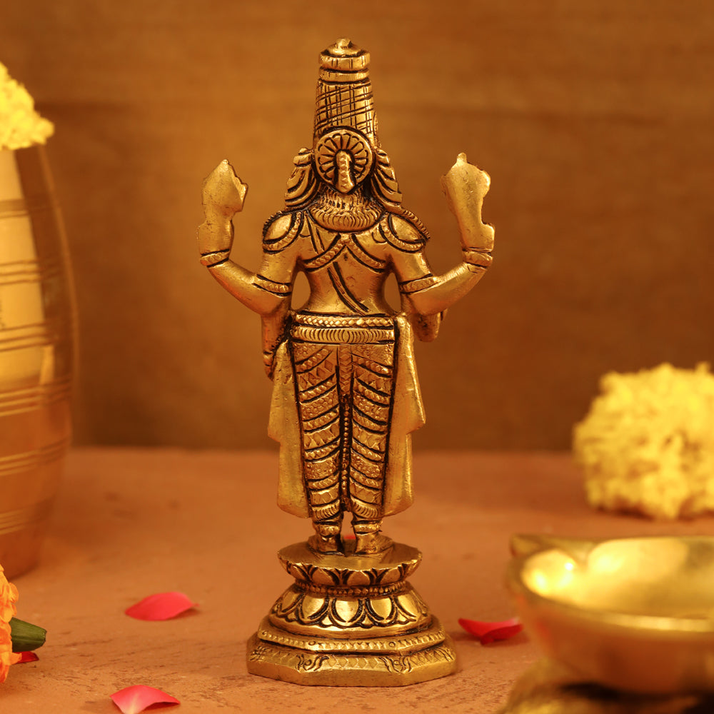 Brass Superfine Tirupati Balaji/Venkateshwar Idol (6 Inch) – Vedansh Craft